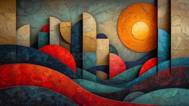 An Unusual Composition with Curved Lines and Geometric Figures ...