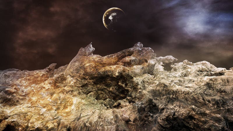 Unusual Distant Planet Landscape Concept Stock Illustration ...