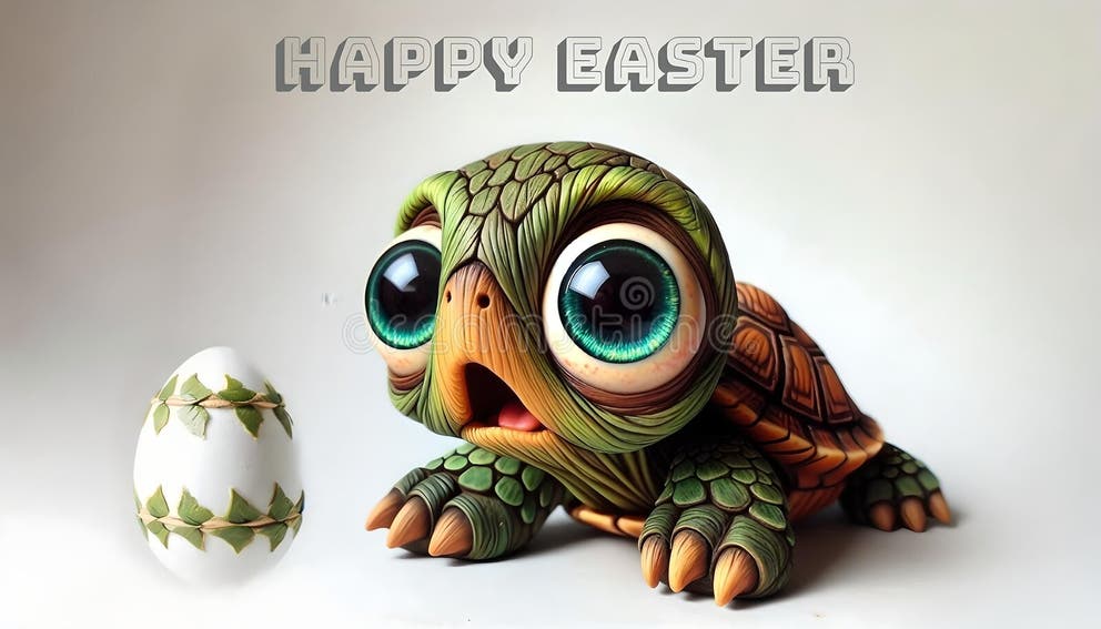 Unusual Easter Card with a Turtle. Stock Illustration - Illustration of ...