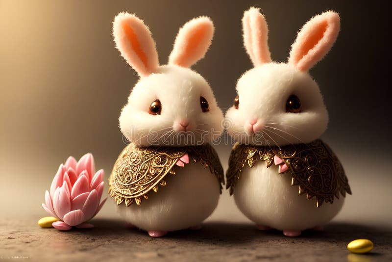 Unusual Easter Symbols, Fluffy White Fantasy Rabbit-like Creatures. AI ...