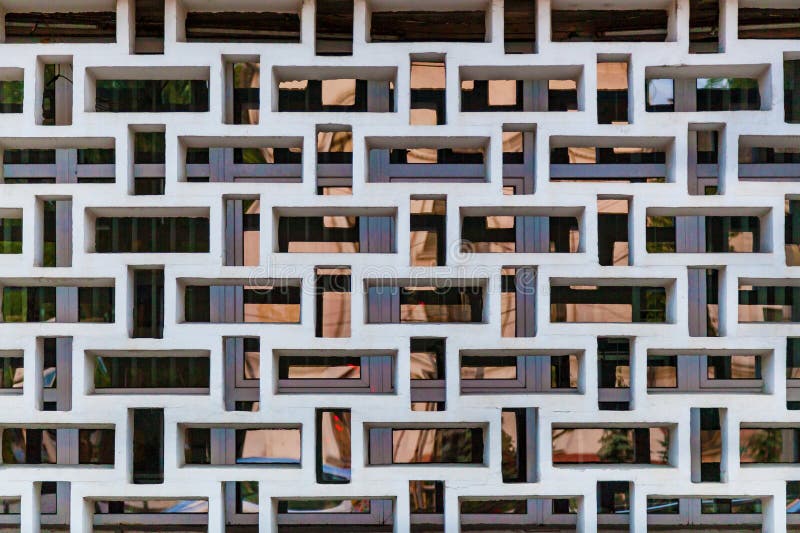 Unusual Facade of the Building in the Form of Squares Stock Photo ...