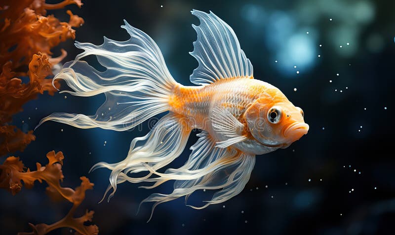 An Unusual Fish Swims at Depth in the Dark. Stock Photo - Image of ...