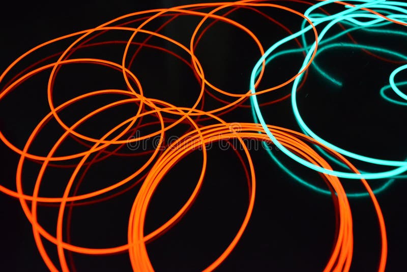 Unusual Glowing Blue and Red Thread, Twisting Wire, Structural and ...