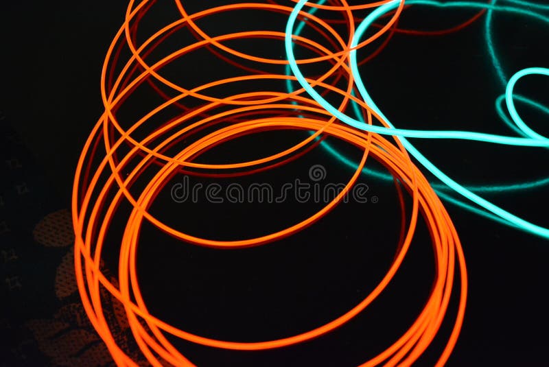 Unusual Glowing Blue and Red Thread, Twisting Wire, Structural and ...