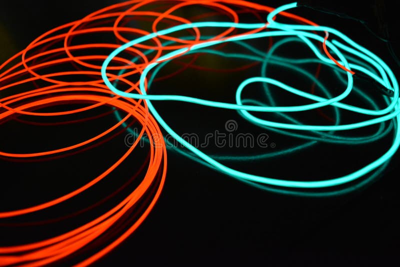 Unusual Glowing Blue and Red Thread, Twisting Wire, Structural and ...