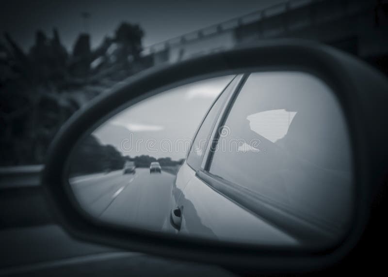 Unusual Highway from Reflection on Rearview Stock Photo - Image of ...