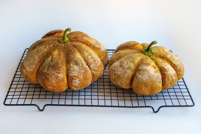 Unusual Homemade Handmade Breads in the Shape of a Pumpkin on a White ...
