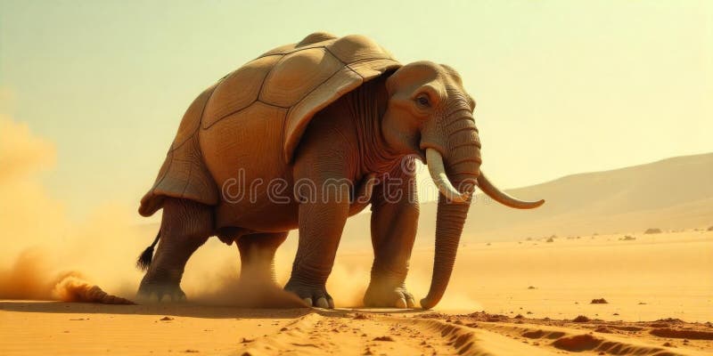 Unusual Hybrid Creature Walks Across Sandy Desert Under Bright Sun ...