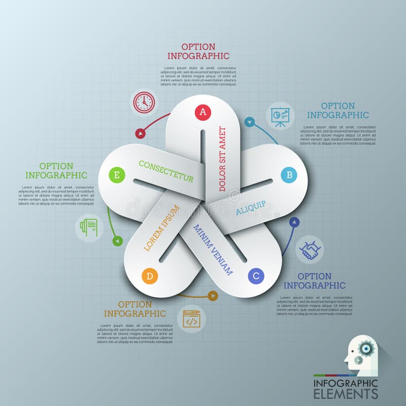 Unusual Infographic Design Layout. 5 Colorful Elements with Gaps ...