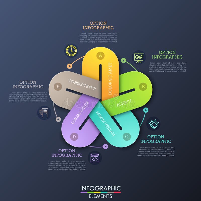 Unusual Infographic Design Template, 6 Multicolored Sectoral Lettered ...