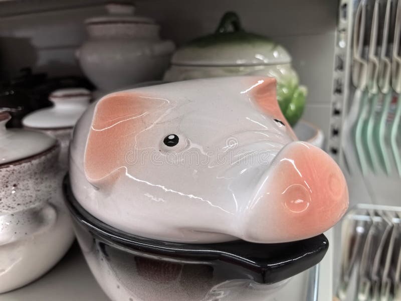 Unusual Kitchen Decor Featuring a Ceramic Pig Design for Storage Stock ...