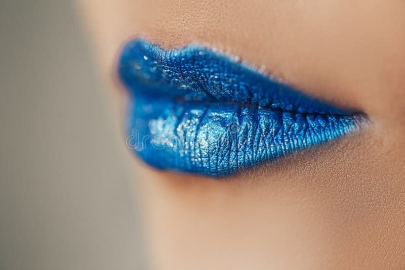 Unusual Makeup Blue Lips Blue Eyelashes Stock Image - Image of ...