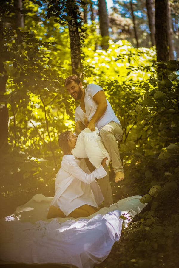 Unusual Morning. Couple in Nature Stock Image - Image of nature, couple ...