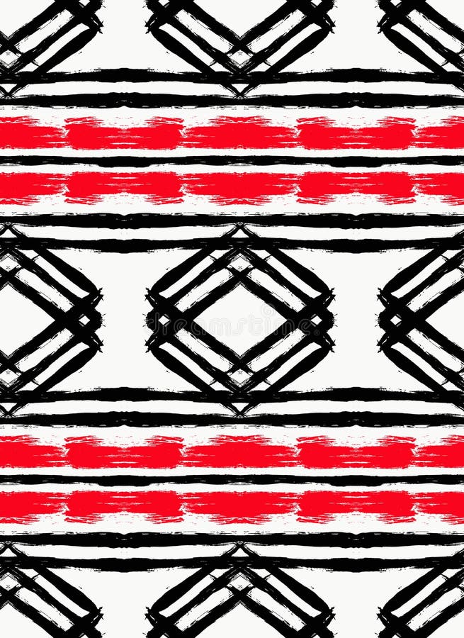Unusual Painted Black Red Ethnic Pattern Stock Vector - Illustration of ...