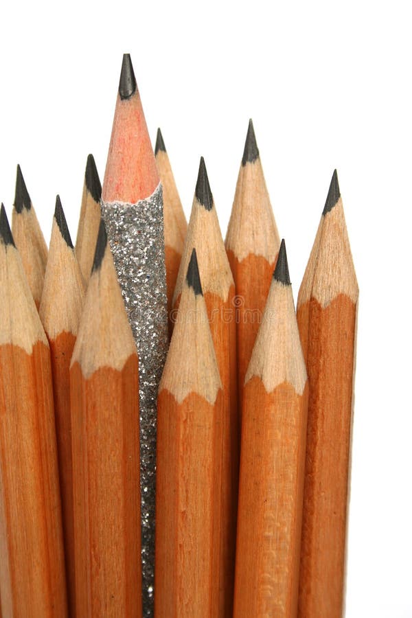 Unusual Pencil in an Environment of Usual Pencils Stock Image - Image ...