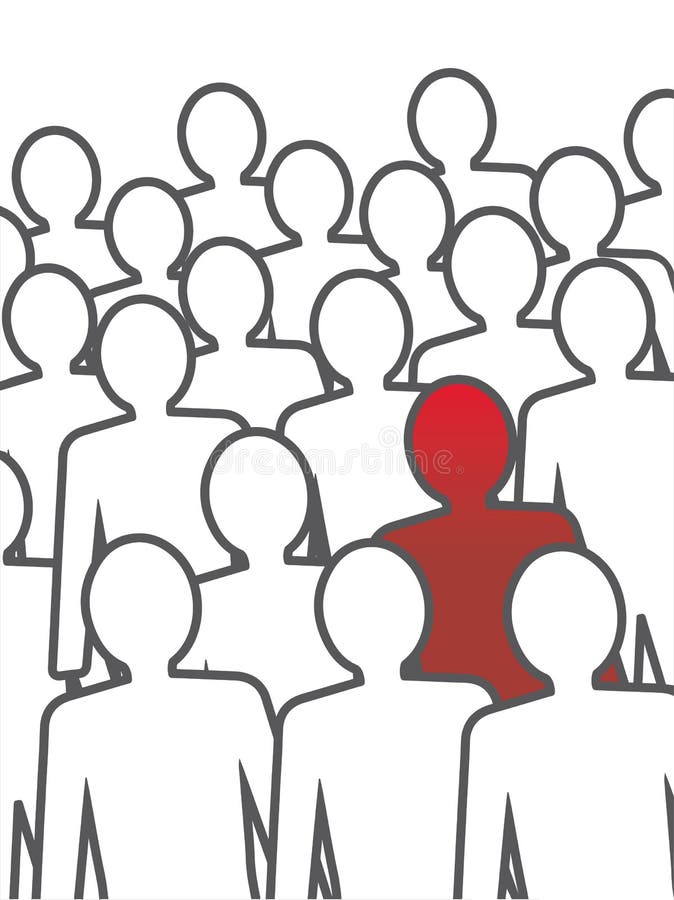 Conceptual: Crowd of Stick Figures One Highlighted Stock Vector ...