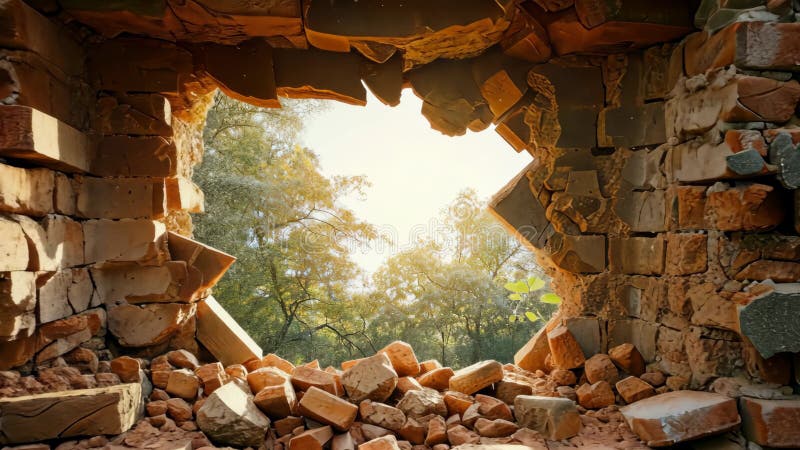 Intriguing Scene of a Wall with a Unique Hole, Offering a Glimpse into ...