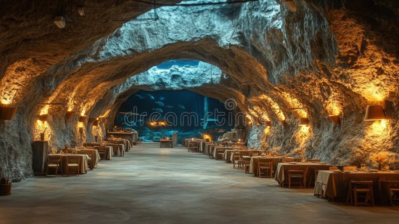 Catacombs of Milos Island Illuminated by Oil Lamps Creating a Magical ...