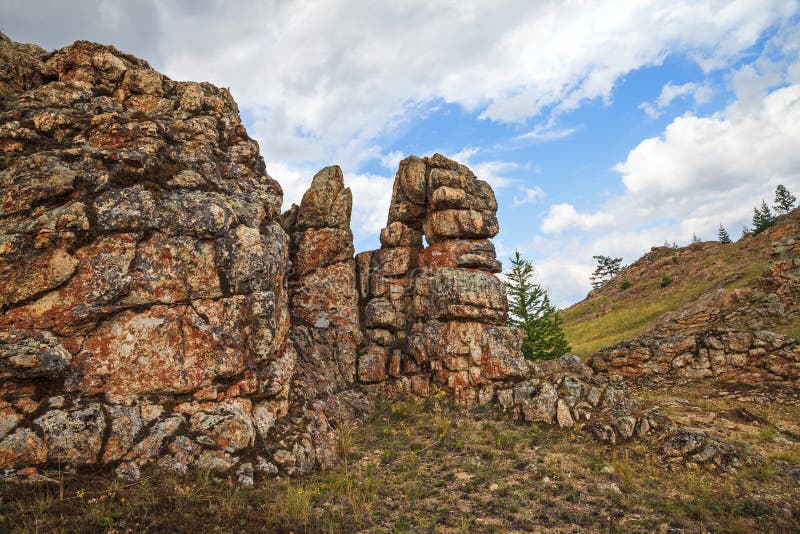 Unusual Rock Formations on Sky Background, Horizontal Stock Photo ...