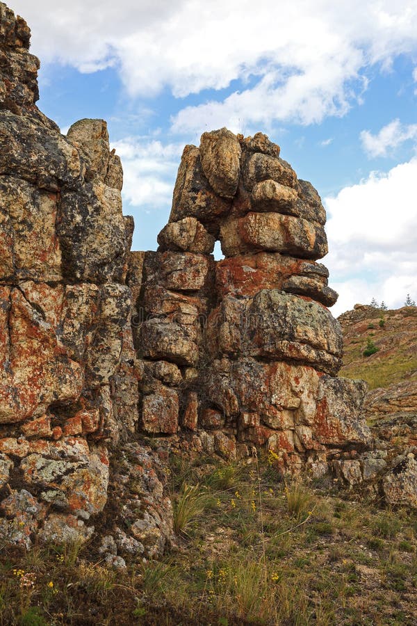Unusual Rock Formations on Sky Background, Vertical Stock Photo - Image ...