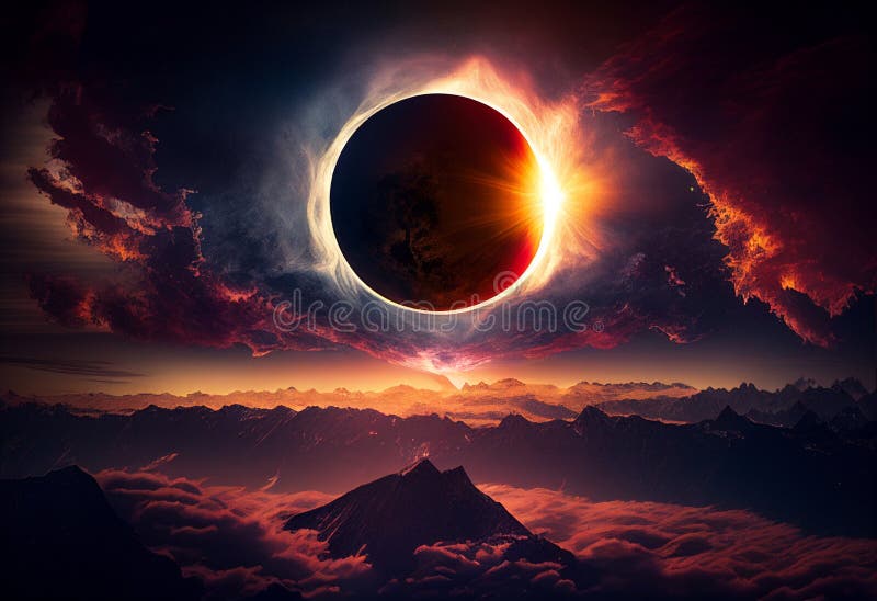 Unusual Solar Eclipse. Generative AI Stock Illustration - Illustration ...