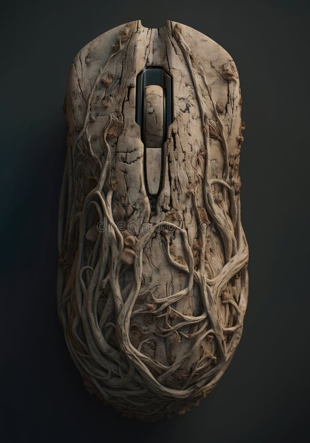 Unusual Steampunk Computer Mouse Made of Tree Roots Stock Illustration ...
