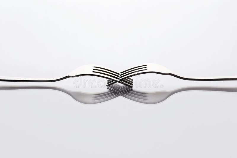 Unusual Still Life of Forks on a Glass Table. Abstract Minimalist ...