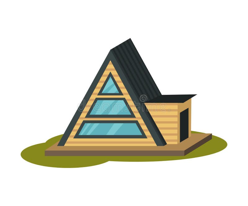 Unusual Triangular House with Horizontal Windows. Vector Illustration ...