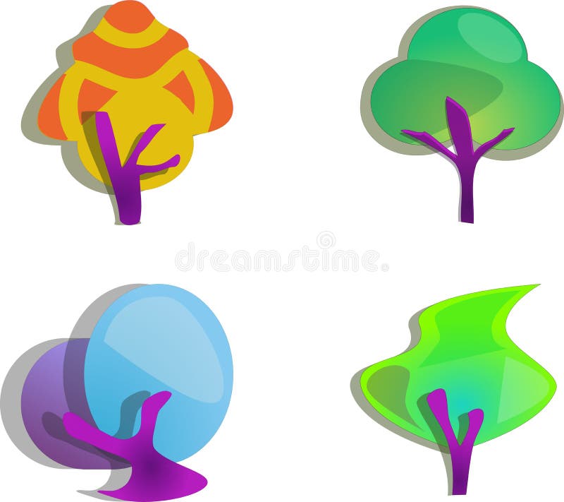 Unusual Vector Trees for Fairy Tales and Illustrations Stock Vector ...