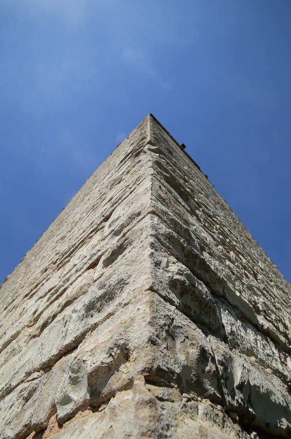 Unusual Wide Angle Upward View of a Castle Keep Stock Image - Image of ...