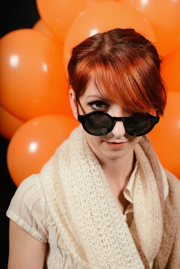 Unusual Woman with Balloons Studio Stock Image - Image of fashion ...