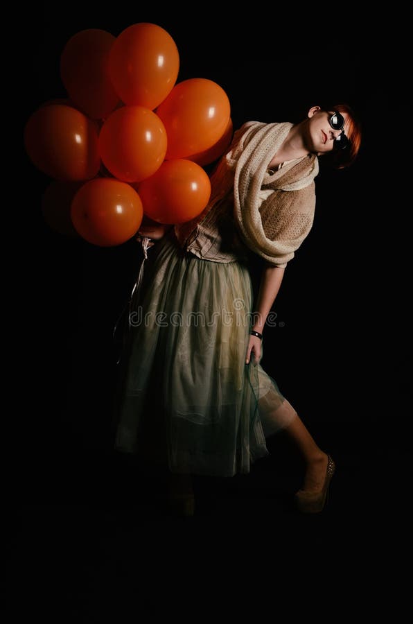 Unusual Woman with Balloons Studio Stock Photo - Image of bizarre ...