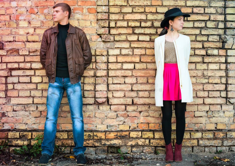 Unusual Young Pair of People Love in the Spring Stock Photo - Image of ...