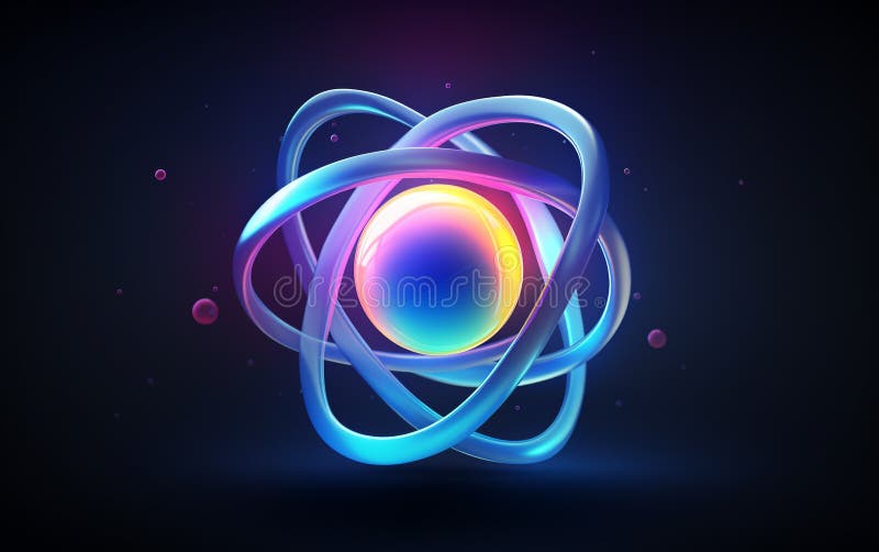 Fusion Cosmos Mark: AI-Rendered 3D Atomic Galactic Logo Stock ...