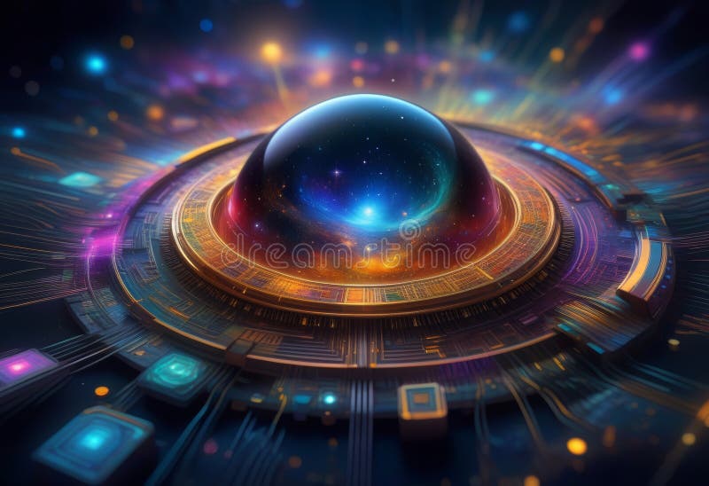 Unveiling the Cosmic Beauty of Quantum Computing Stock Illustration - Illustration of ...
