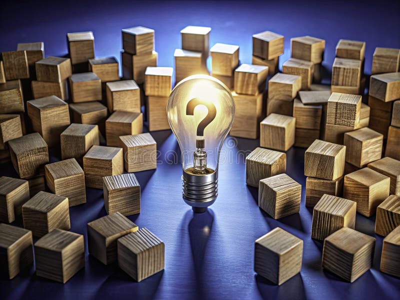 Unveiling Creativity in Low Light Wooden Blocks Question Marks and a ...