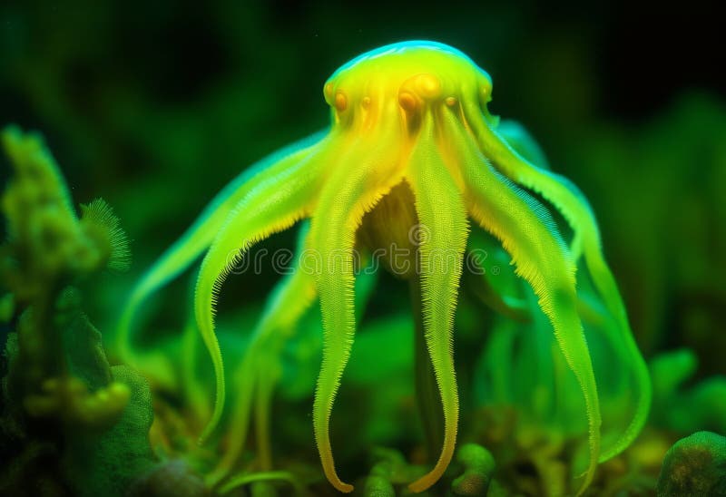 Unveiling the Enigmatic Beauty of a Bioluminescent Monstrosity Stock ...