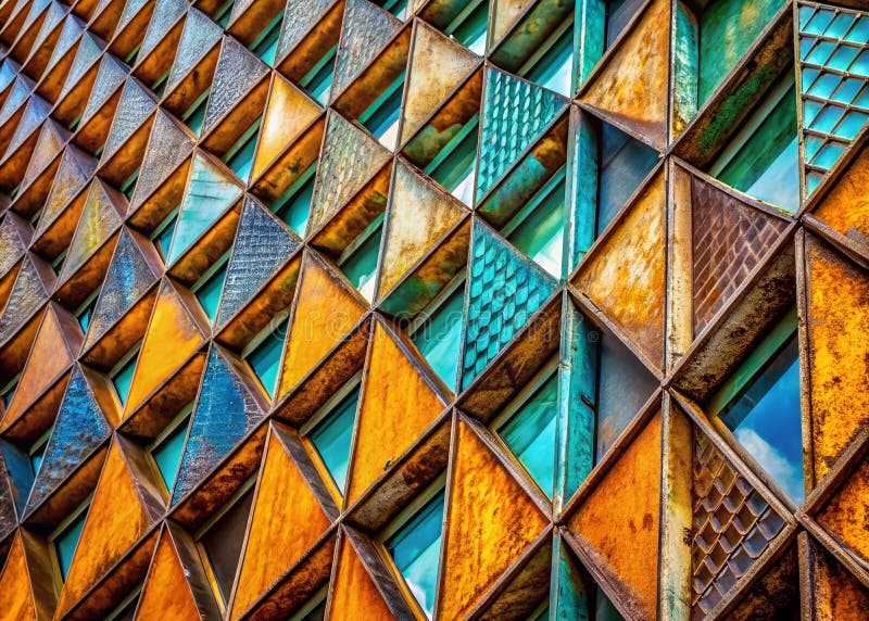Unveiling the Geometric Beauty of a Modern Building Facade a Closeup ...