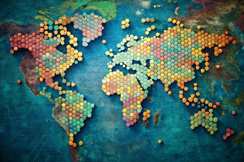 Unveiling Global Connections a Hexagonal Dot World Map Visualization of ...