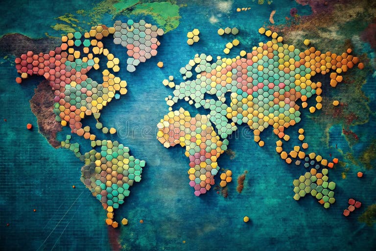 Unveiling Global Connections a Hexagonal Dot World Map Visualization of ...