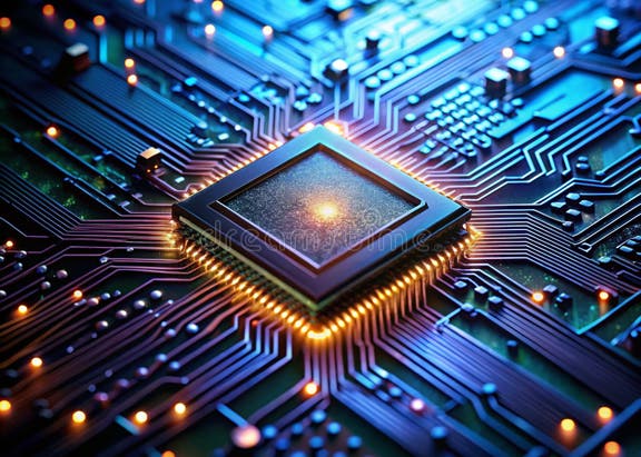 Unveiling the Inner Workings of Advanced Technology a Glowing Microchip ...