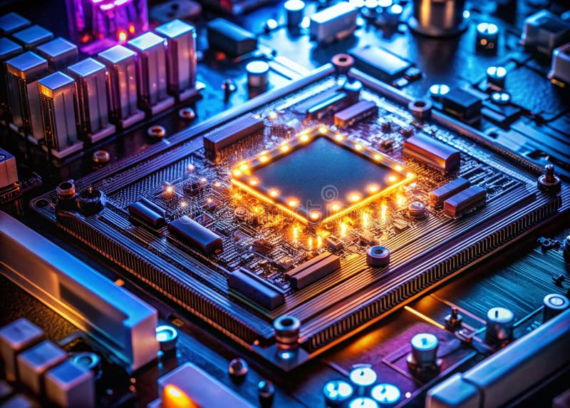 Unveiling the Inner Workings a Long Exposure Exploration of a Computer Motherboard CPU Socket ...