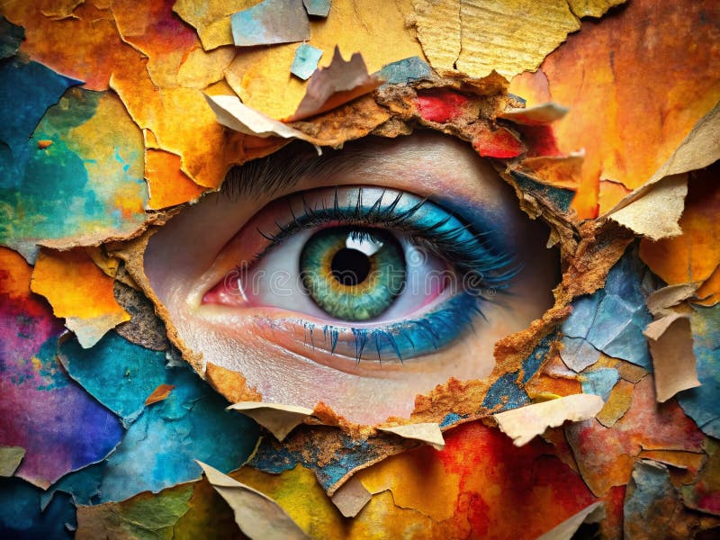 Unveiling Insight an Aerial Perspective of an Eye Piercing Torn Paper ...