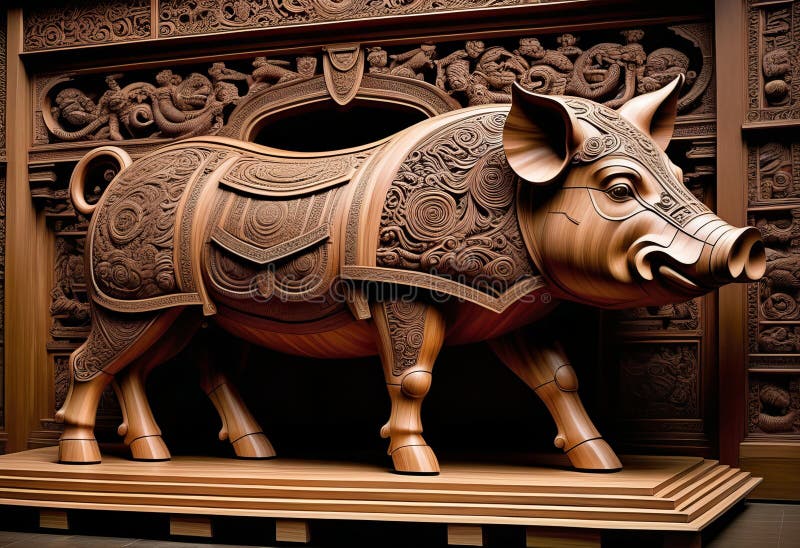 Unveiling the Intriguing Tale of the Mammoth Wooden Pig Monument Stock ...