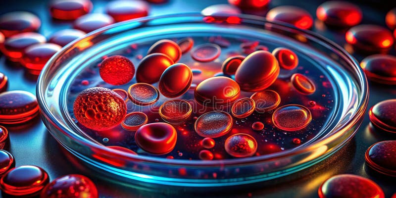 Unveiling the Microcosm Red Blood Cells Under the Microscope in a Petri ...