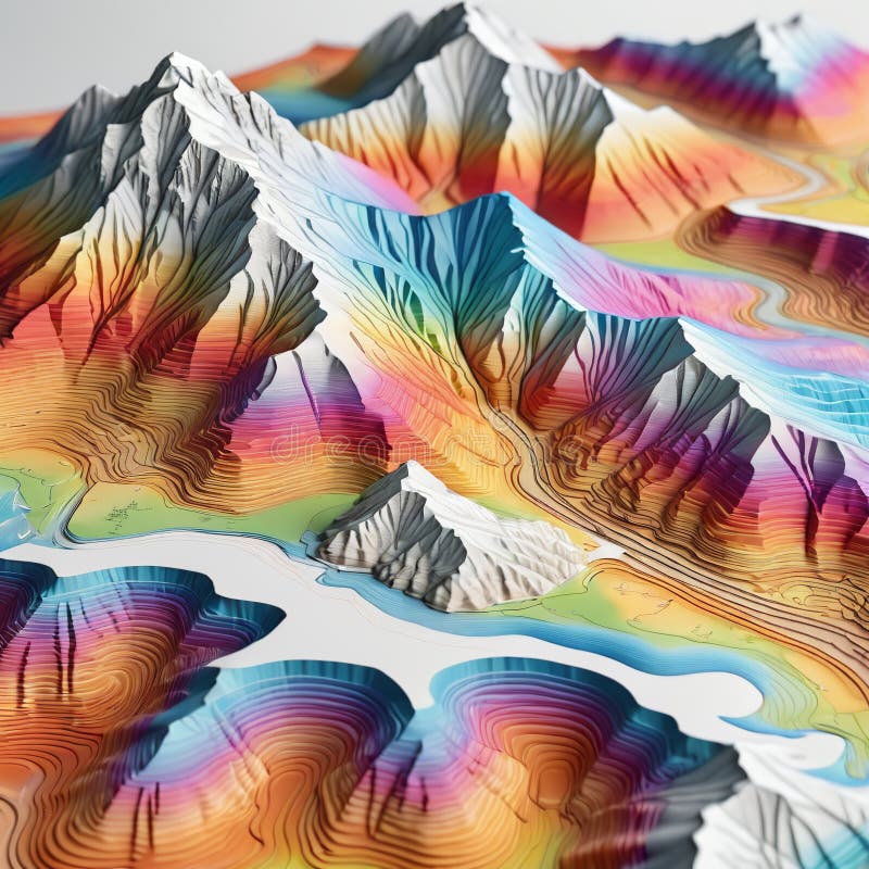 Unveiling Mountainous Landscapes a Detailed Topographic Map Depicting ...