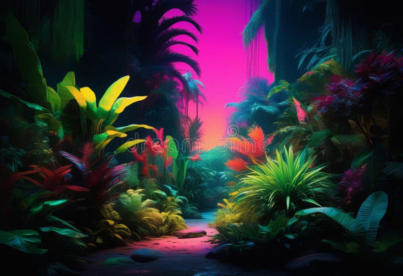 Unveiling the Mysteries of the Neon Jungle Stock Illustration ... Unveiling the Mysteries of the Neon Jungle Stock Illustration ...