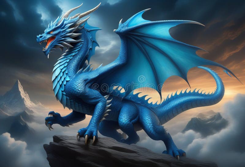 Unveiling the Mystical Blue Dragon of Ancient Wisdom Stock Illustration ...