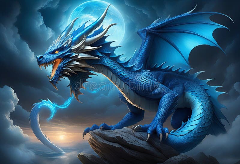Unveiling the Mystical Blue Dragon of Ancient Wisdom Stock Illustration ...