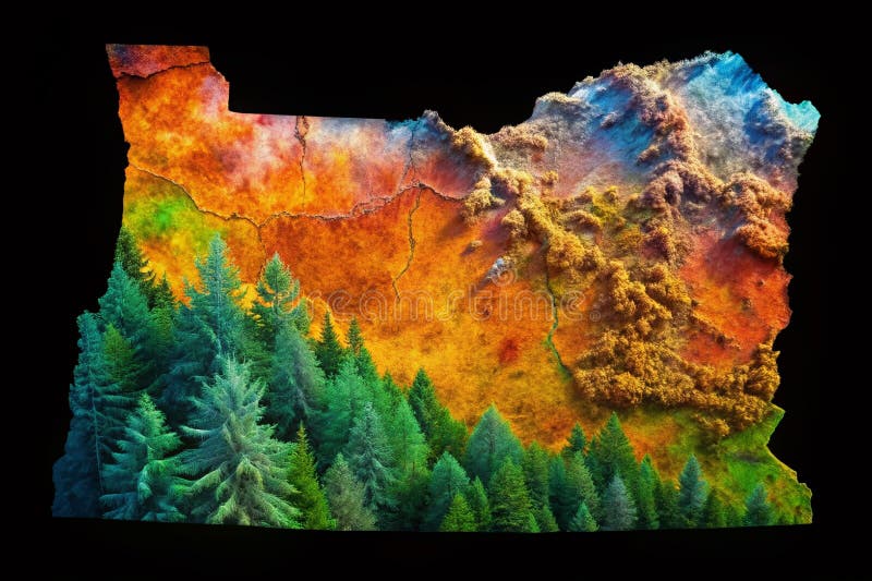 Unveiling Oregons Terrain a DoubleExposure Elevation Map of the State ...